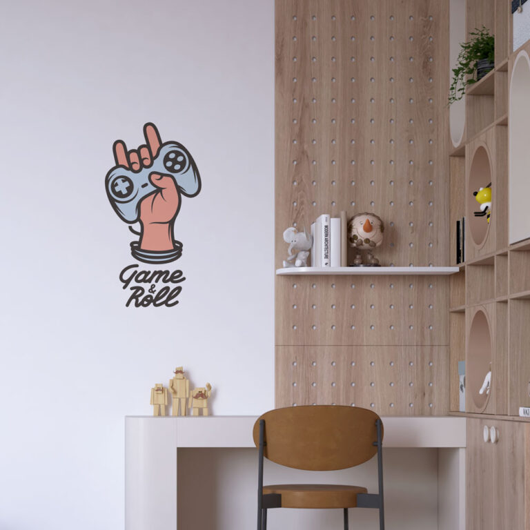 מדבקת קיר Game & Roll לגיימרים - חדרי נוער וילדים - Walli